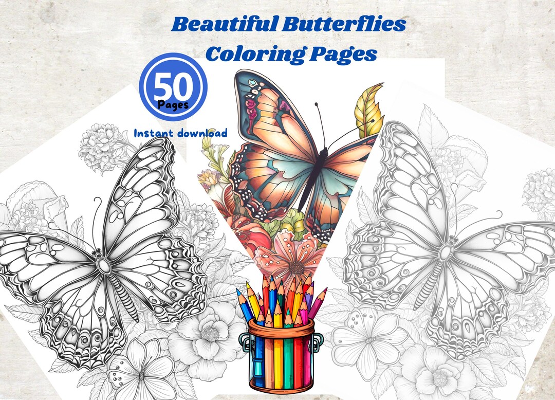50 Stunning Butterfly Coloring Pages – Grayscale Art for Creative ...