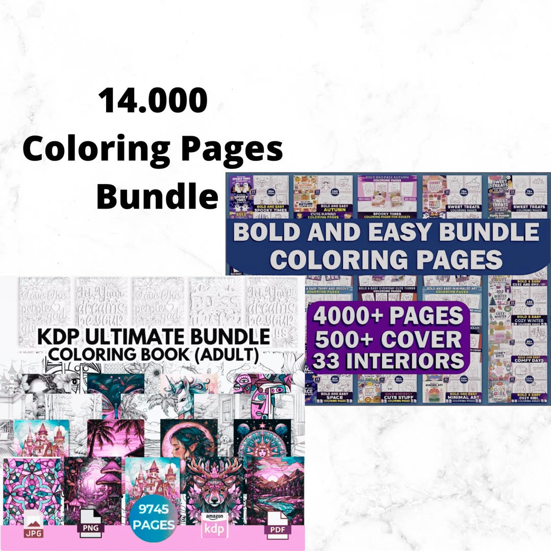 PLR 14.000 Coloring Pages for Adults, 10000 KDP Interior Bundle, 4000 ...
