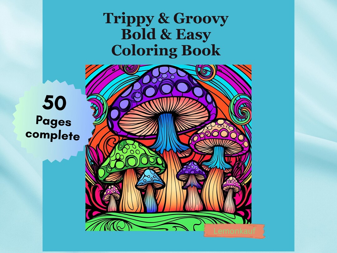 Trippy & Groovy Bold and Easy Coloring Book Pages, Digital Download Pdf ...
