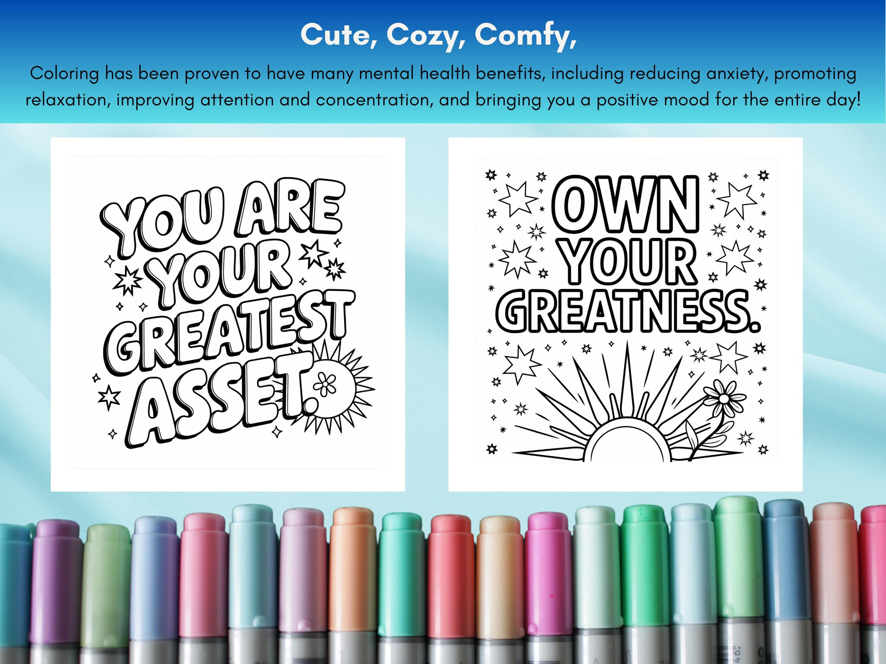 Positive Affirmations Coloring Pages | Inspirational Motivational ...
