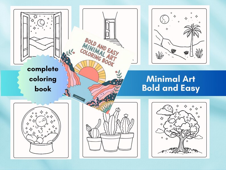 Bold & Easy Minimal Art 60 Coloring Pages, Simple Designs for ...