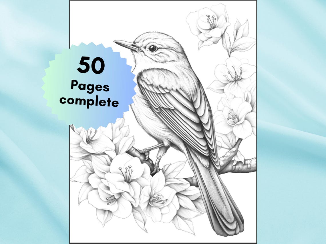 Birds in Spring Coloring Pages 50 Pieces, Instant Download, Adult ...