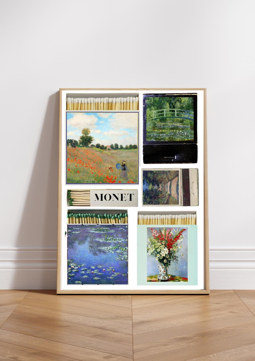 Claude Monet Art Collage on Matchbox / Matchbook Poster as Digital ...
