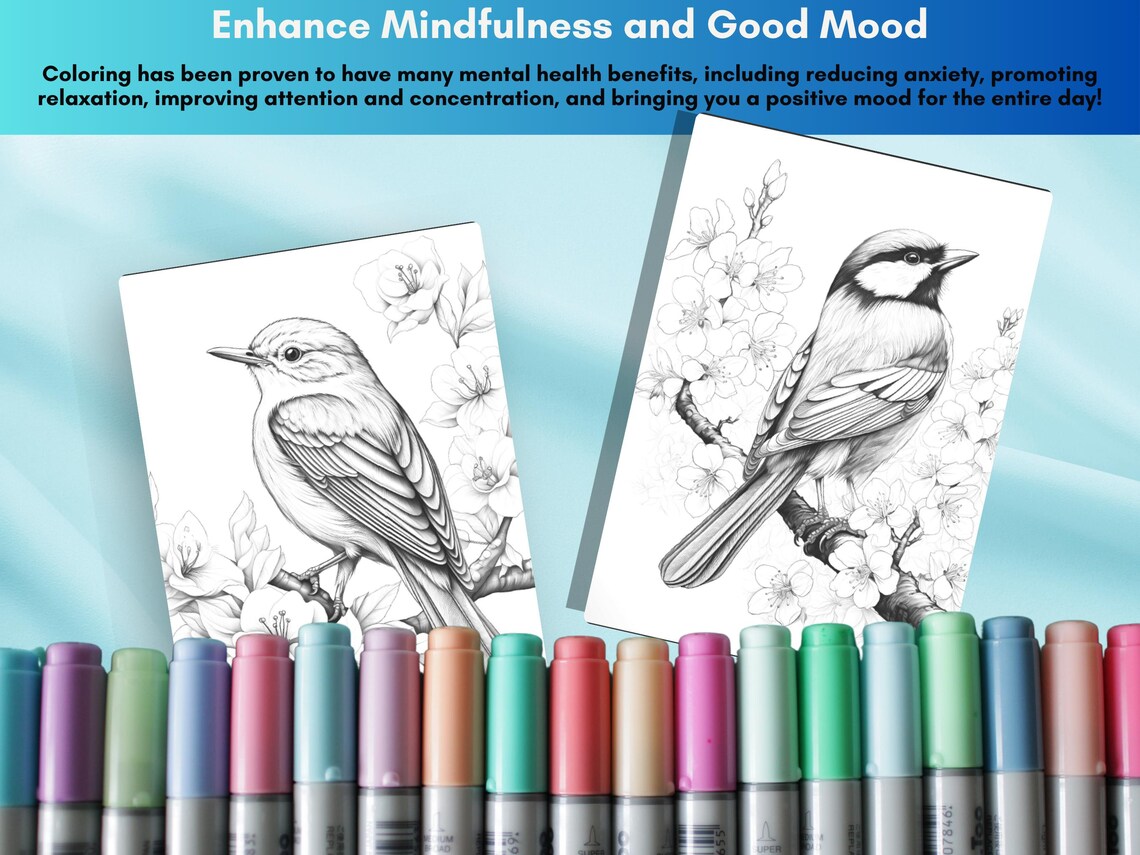 Birds in Spring Coloring Pages 50 Pieces, Instant Download, Adult ...