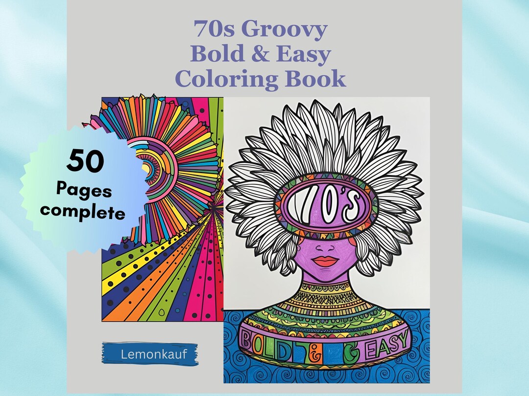 70s Groovy Bold and Easy Coloring Book Pages, Digital Download Pdf ...