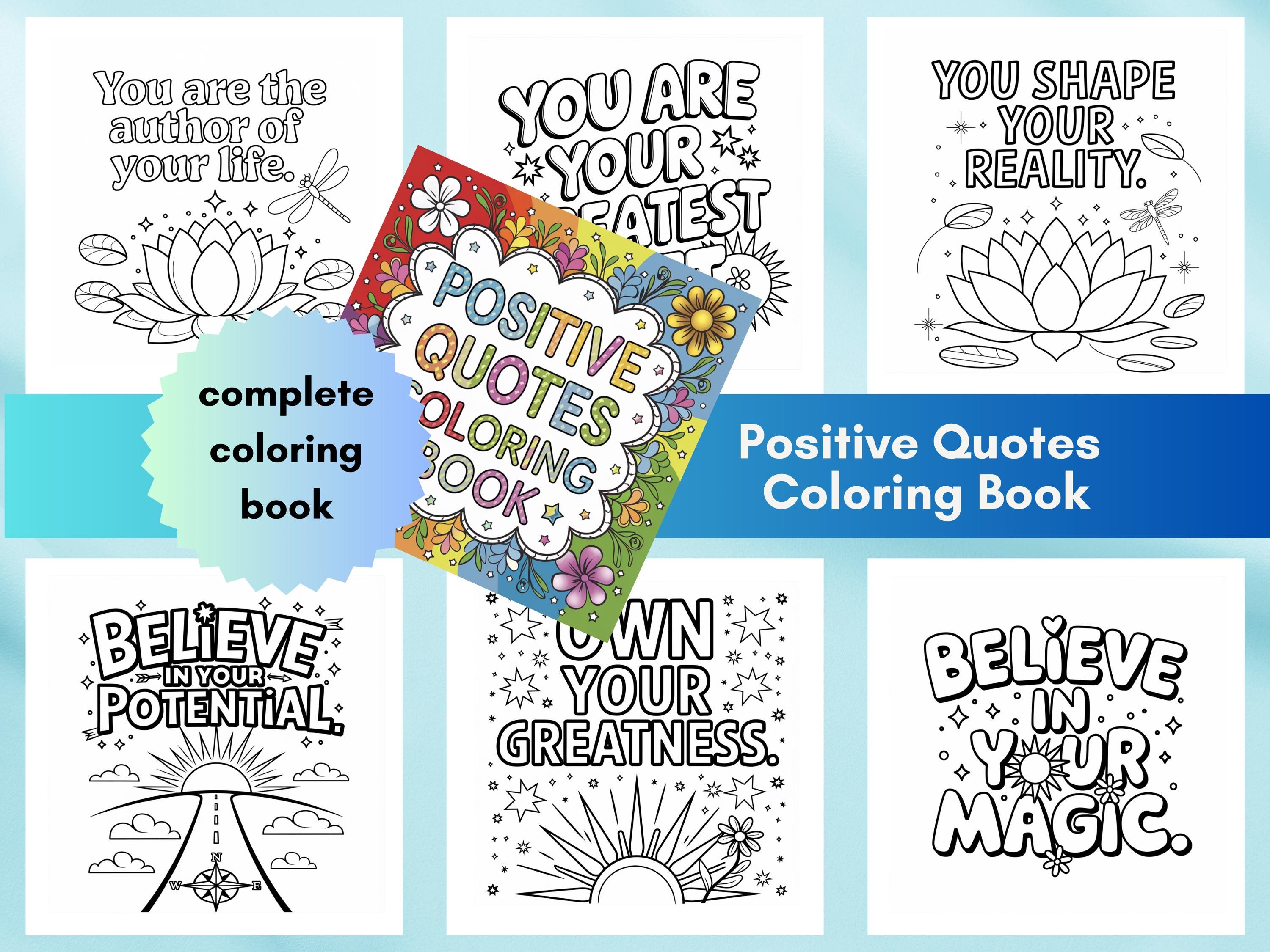 Positive Affirmations Coloring Pages | Inspirational Motivational ...