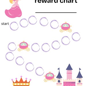 Printable Princess Reward Chart - Pink Behavior Chart - Etsy