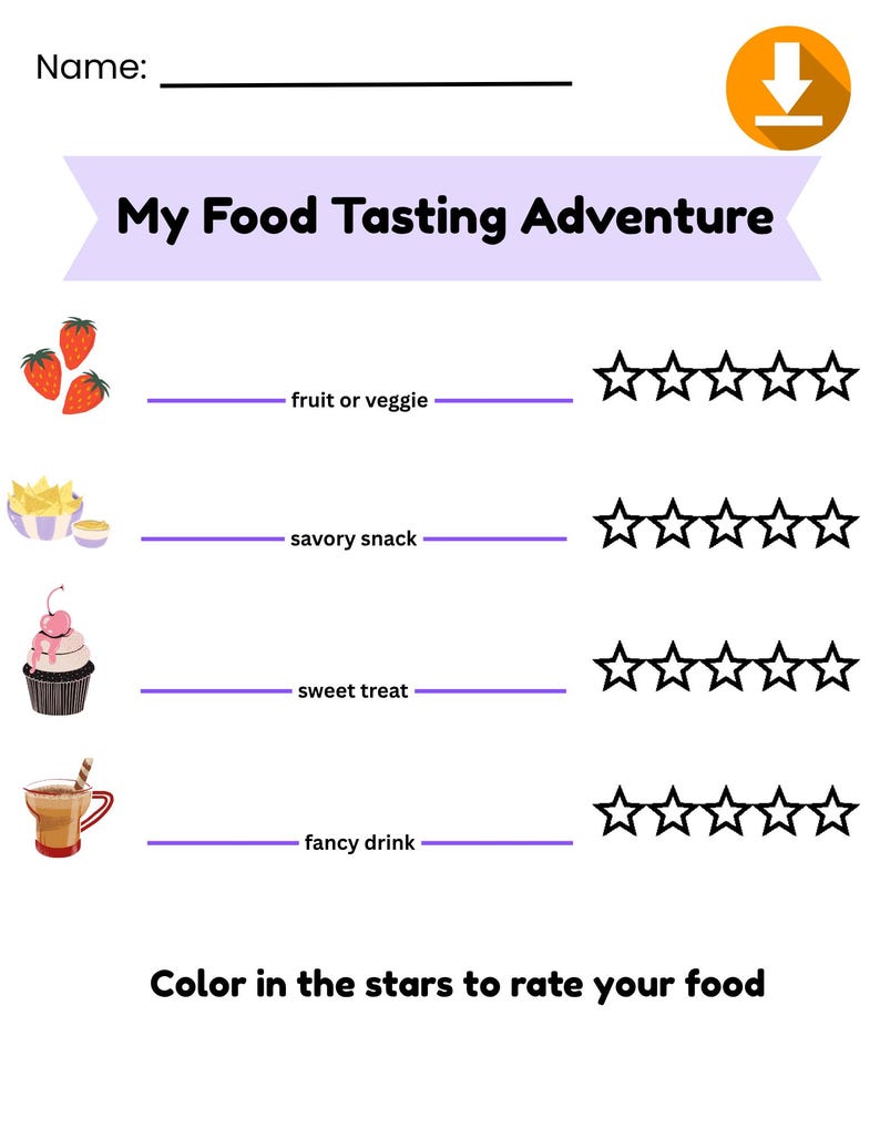 Food Tasting Chart for Kids | My Tasting Adventure|try New Foods and ...