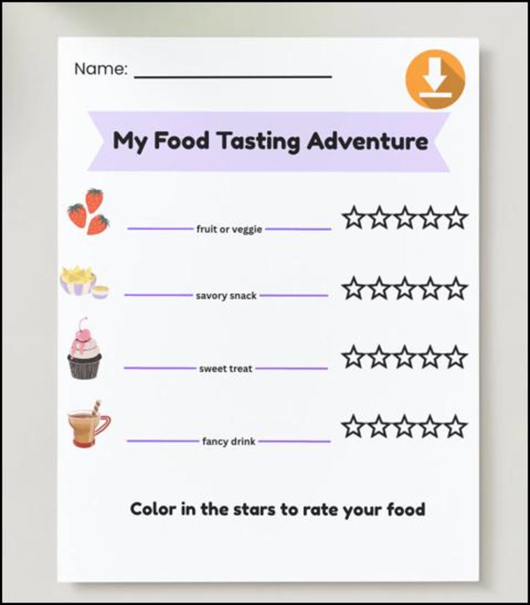 Food Tasting Chart for Kids | My Tasting Adventure|try New Foods and ...