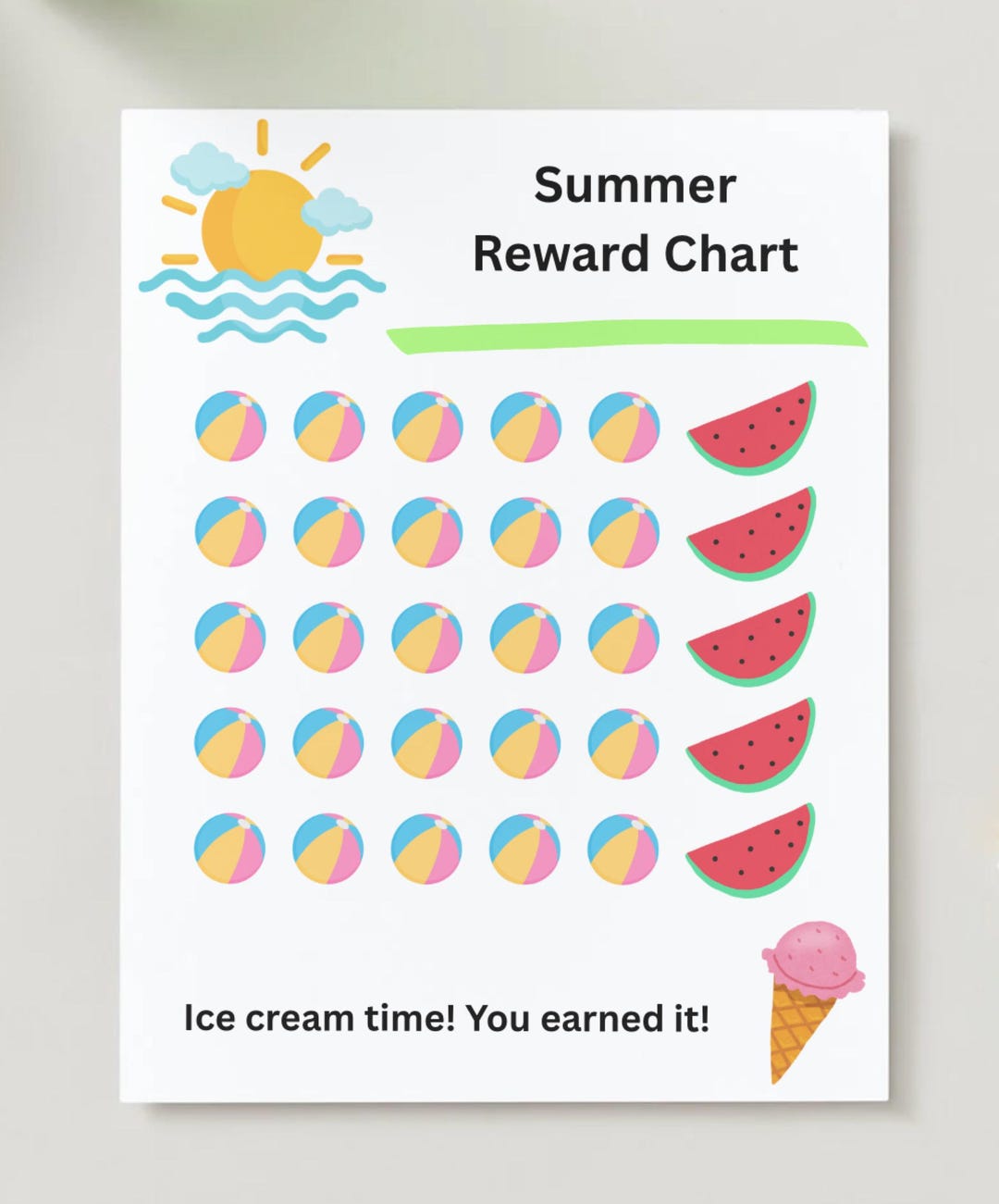 Summer Fun Reward Chart Printable – Ice Cream Incentive for Kids ...