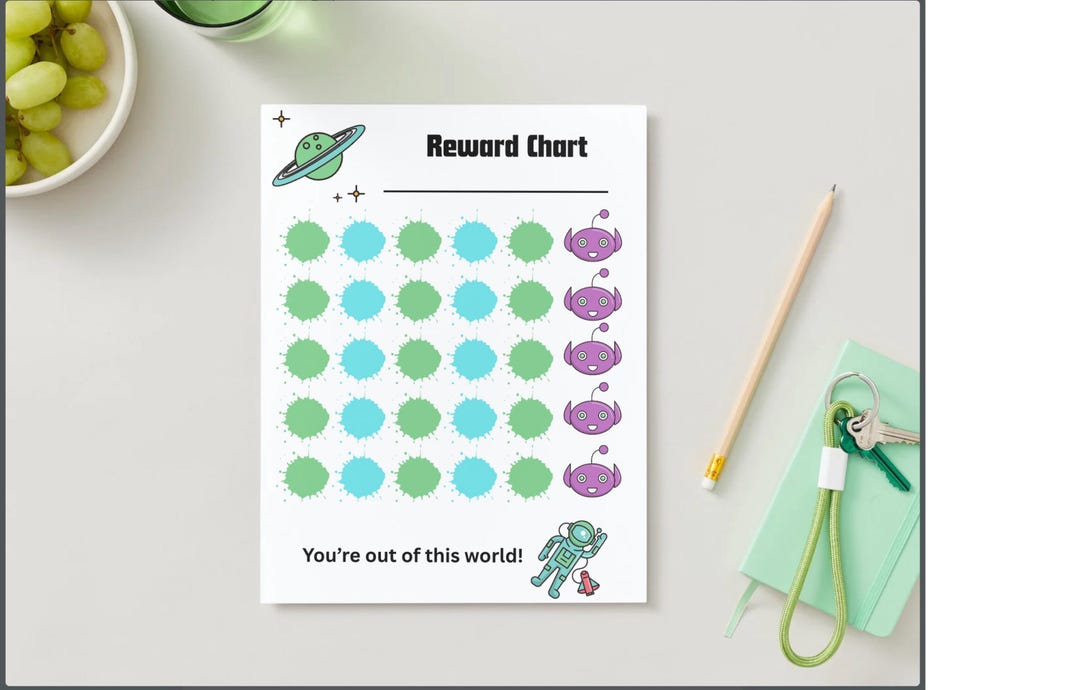 Reward Chart Printable | Kids Behavior Chart | Instant Download | Space ...