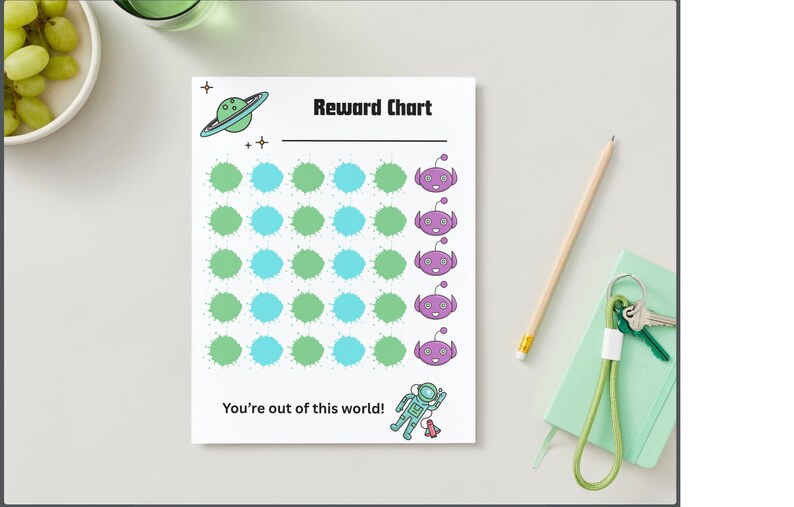 Reward Chart Printable | Kids Behavior Chart | Instant Download | Space ...