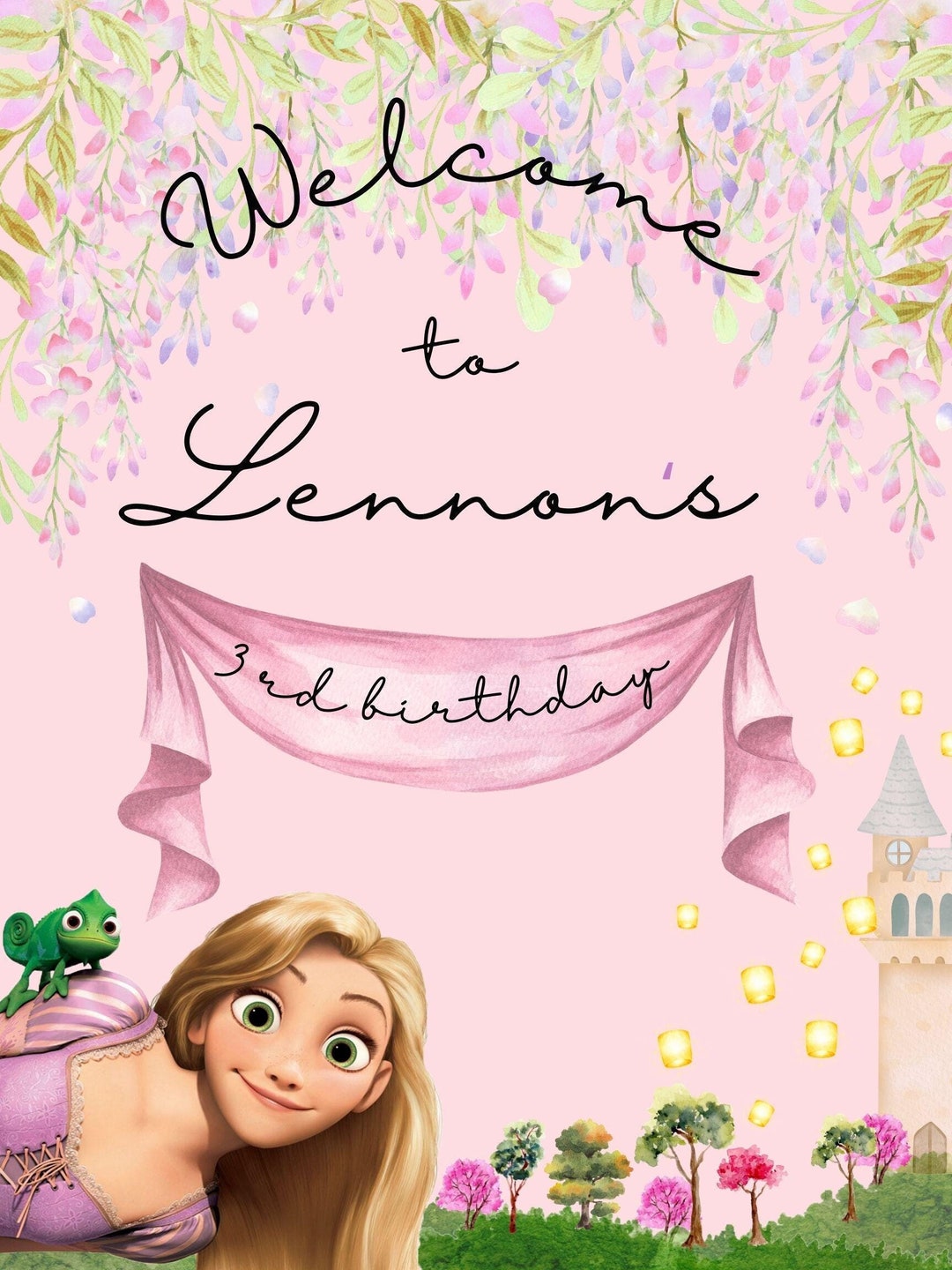 Rapunzel Welcome Sign, Tangled Birthday Party Welcome Sign, Tangled ...