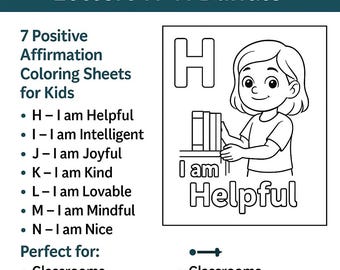 Alphabet Affirmation Coloring Pages – Printable Kids Activity (PDF) - Etsy