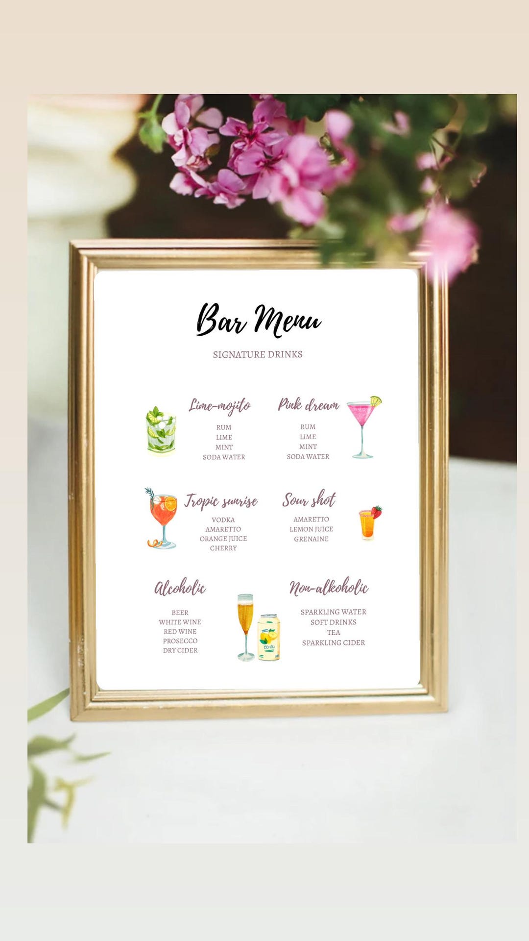 Editable Bar Menu With Images - Etsy