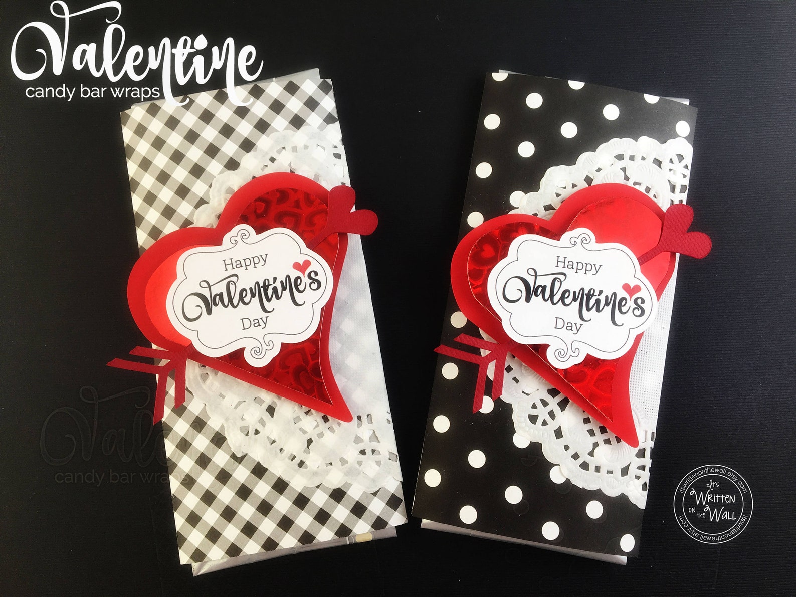 KIT Valentine Heart Candy Bar Wrappers / Candy Card /employee | Etsy