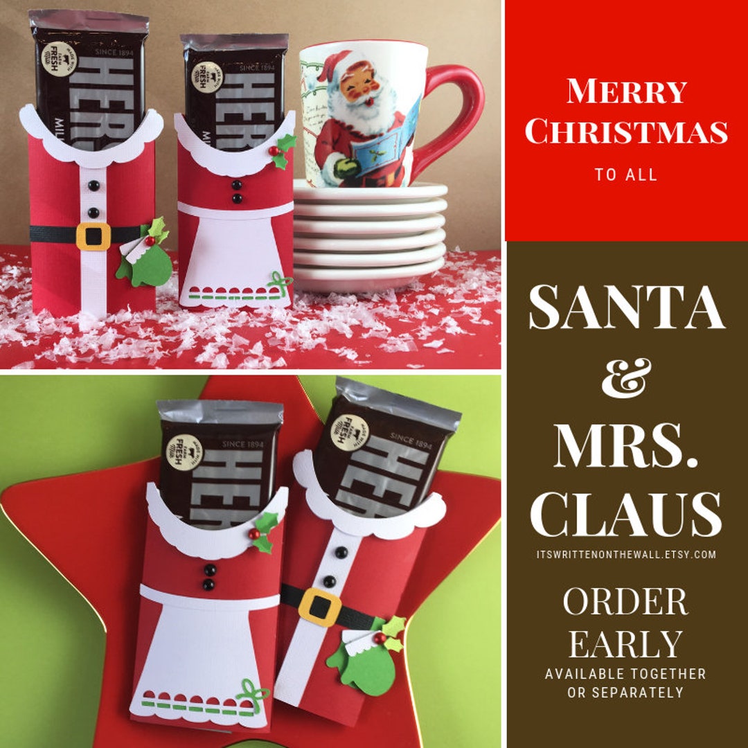 KIT Merry Santa & Mrs. Claus Candy Bar Wrappers /candy Card/ - Etsy