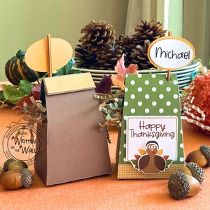 Kit Thanksgiving Turkey Treat Box, Personalized Tag, Place Setting, Co ...