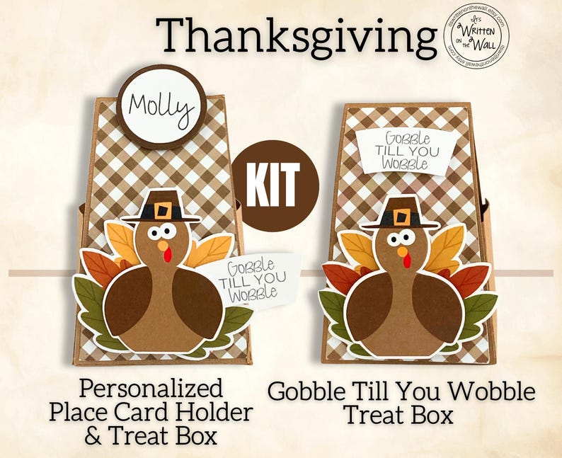 KIT Thanksgiving Turkey Treat Box Personalized Place Card Holder, Table ...