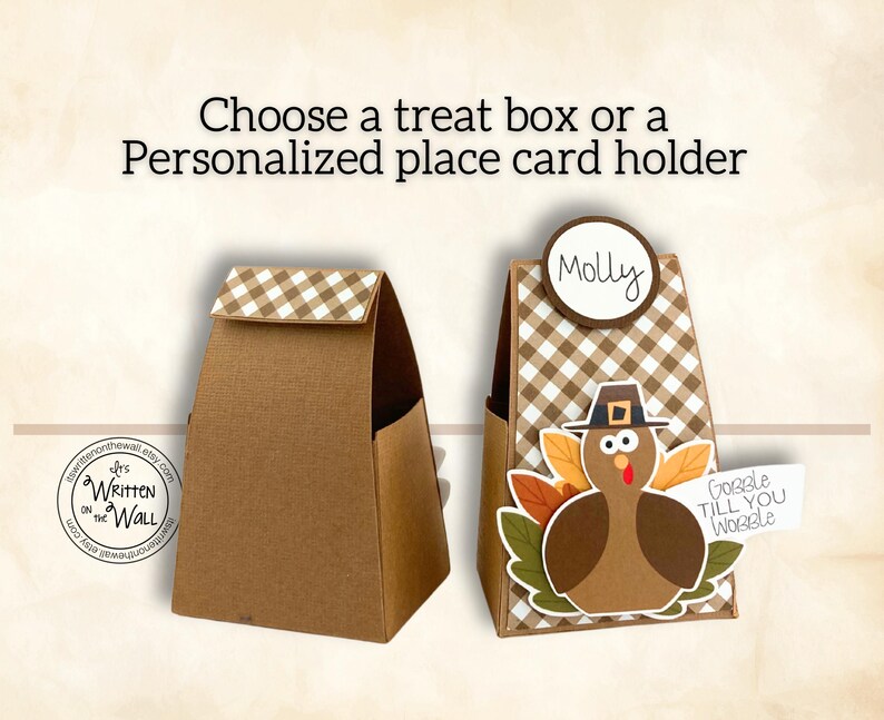 KIT Thanksgiving Turkey Treat Box Personalized Place Card Holder, Table ...