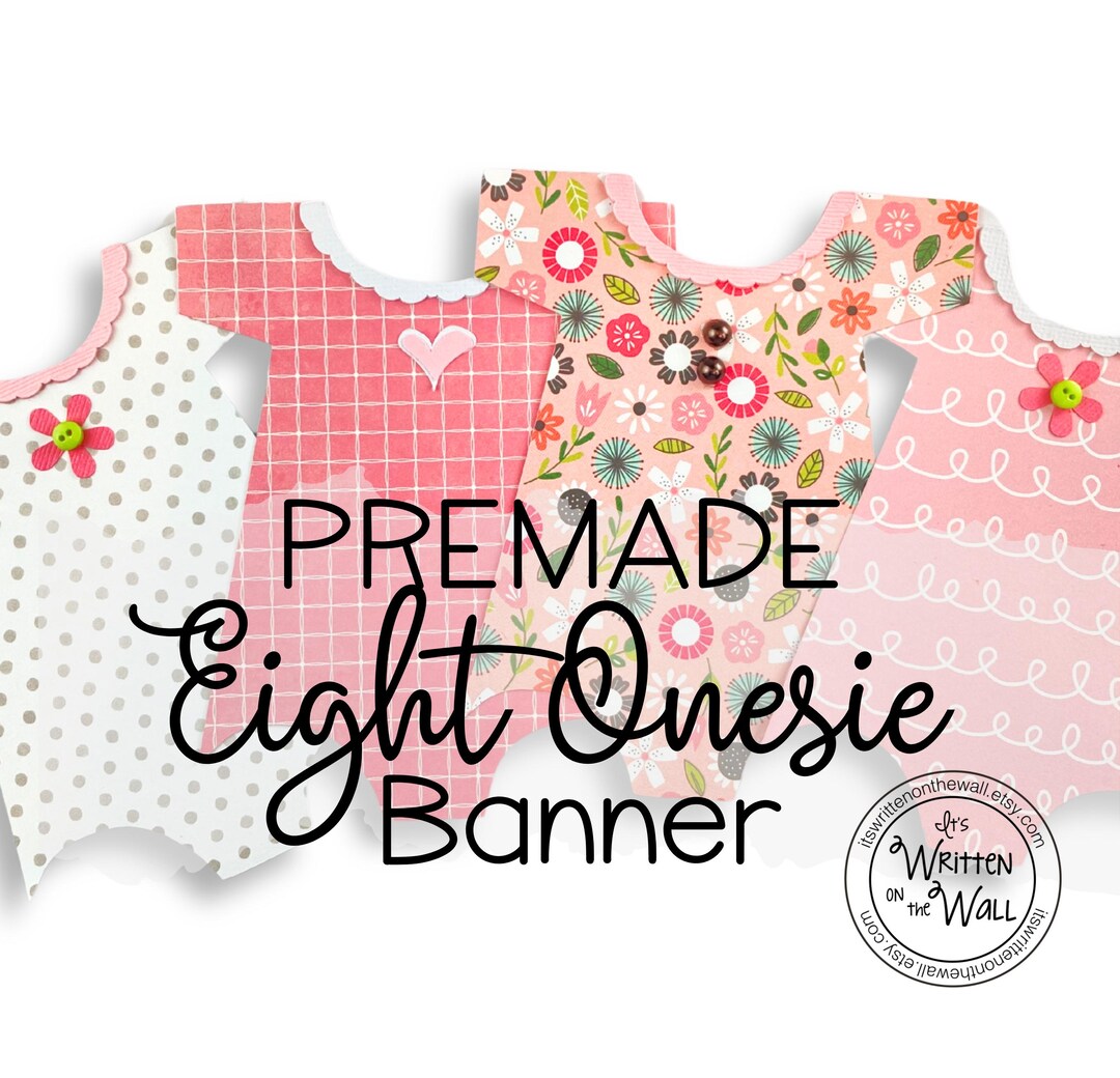 Premade Baby Shower 8 Onesie Banner: Party Decoration Garland Pink ...