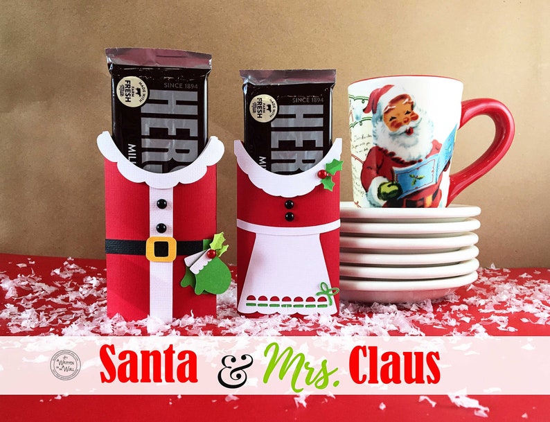 KIT Merry Santa & Mrs. Claus Candy Bar Wrappers /candy Card/ - Etsy