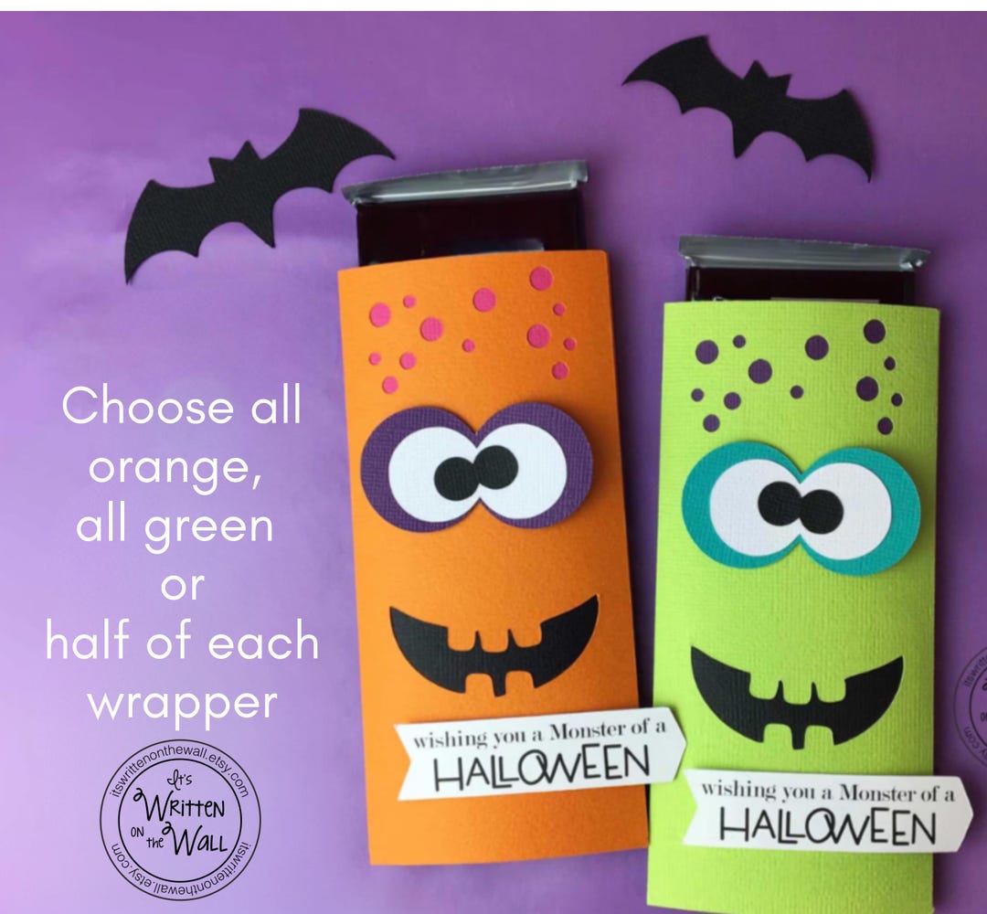 KIT Halloween Candy Bar Wrapper Kit: DIY Party Favors, Smiling Monster ...