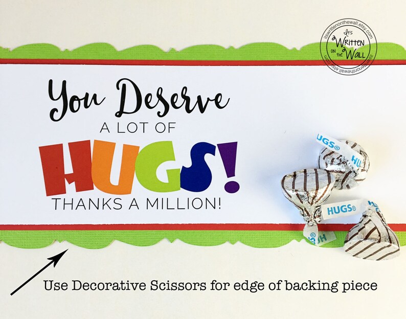 PDF Chocolate Kiss Tags Hugs You Deserve A Lot of Hugs | Etsy