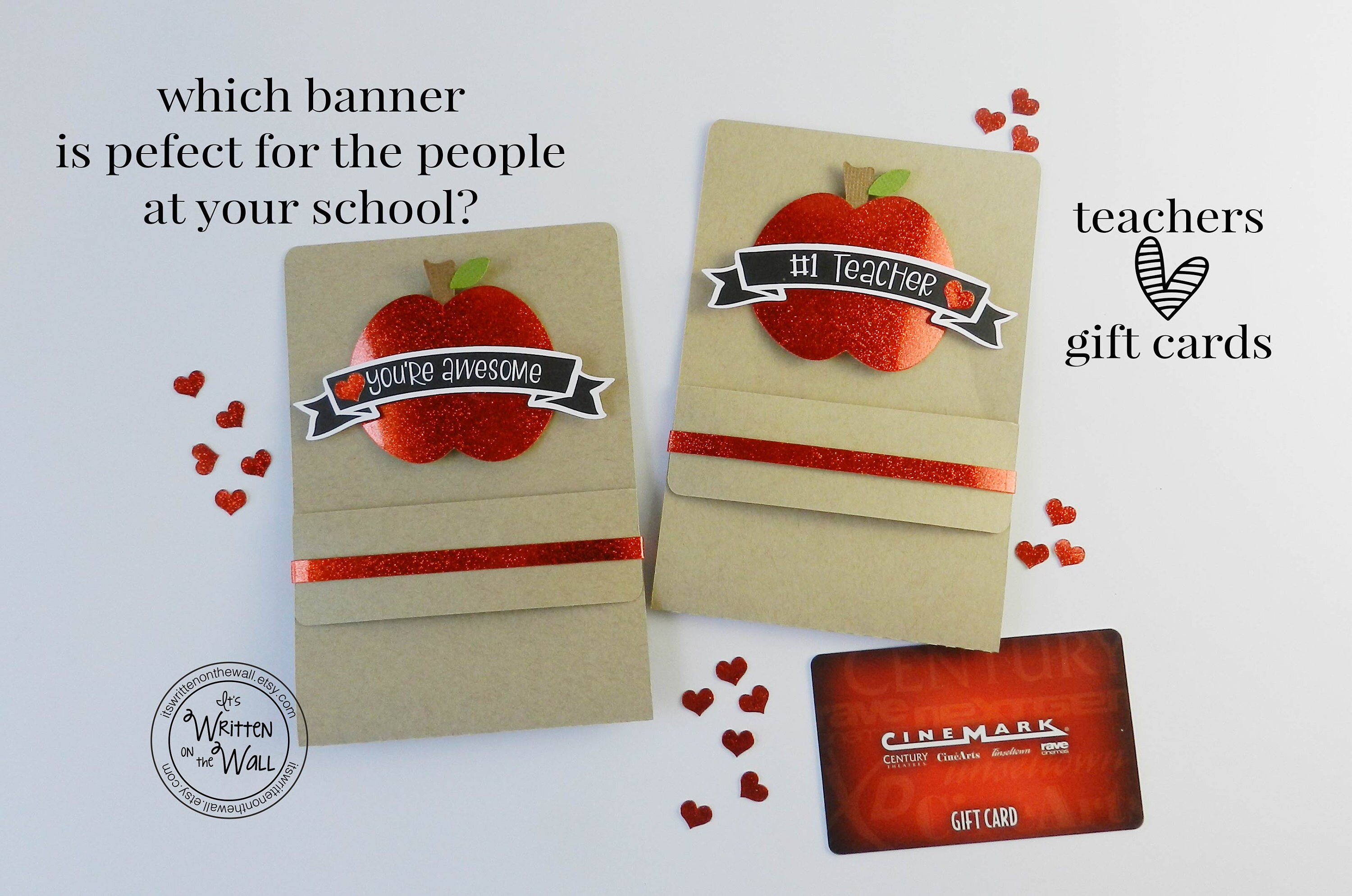 KIT Teachers Gift Card Holders /office Staff /glitter Apple /principal ...