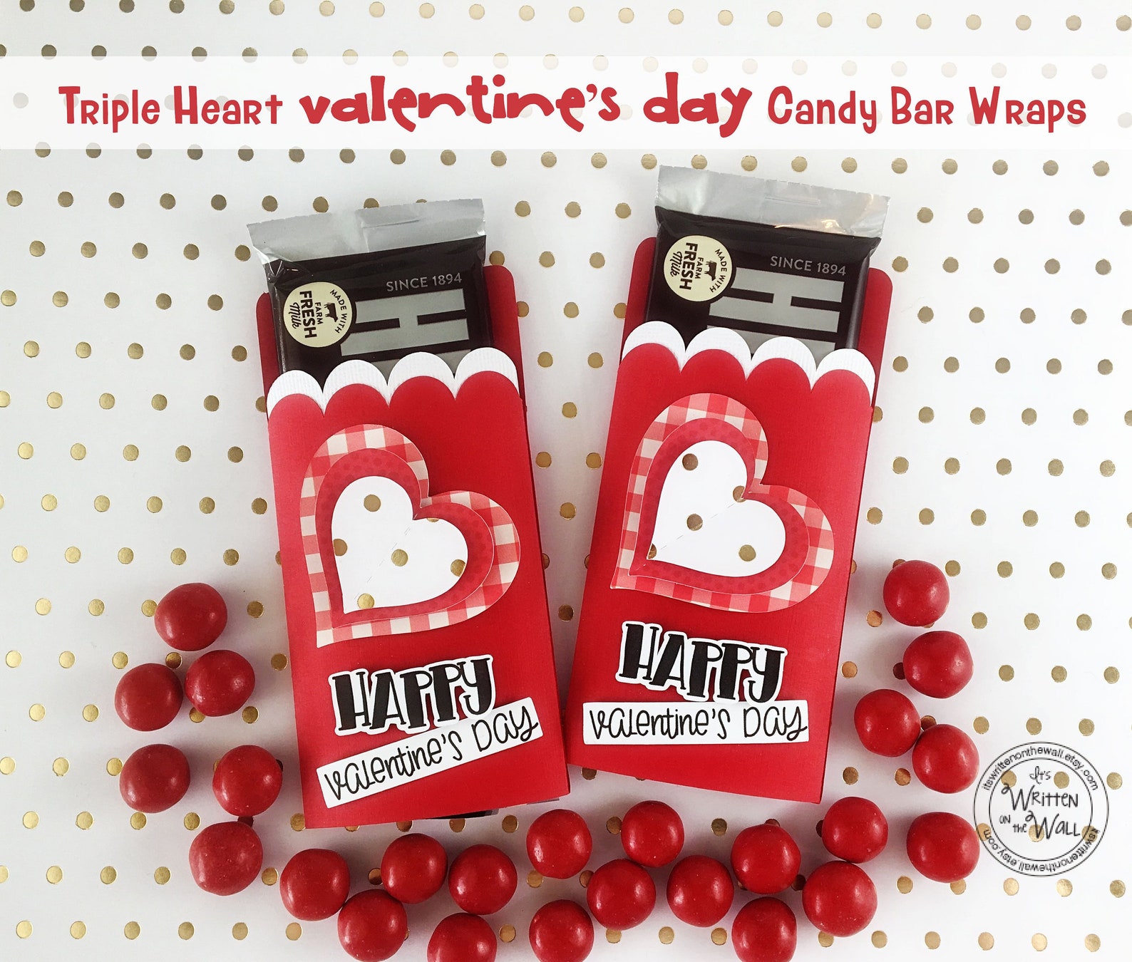 KIT Valentine Employee Appreciation / Triple Heart Candy Bar | Etsy