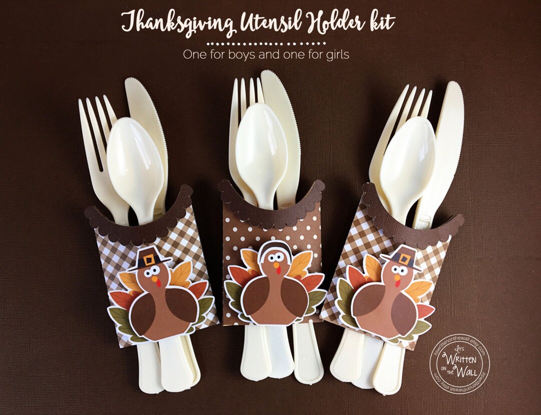 KIT Thanksgiving Turkey Utensil Holder / Kids Table Place Setting ...