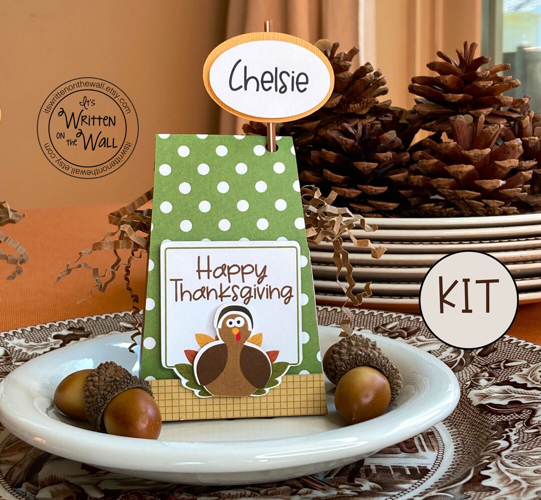 Kit Thanksgiving Turkey Treat Box, Personalized Tag, Place Setting, Co ...