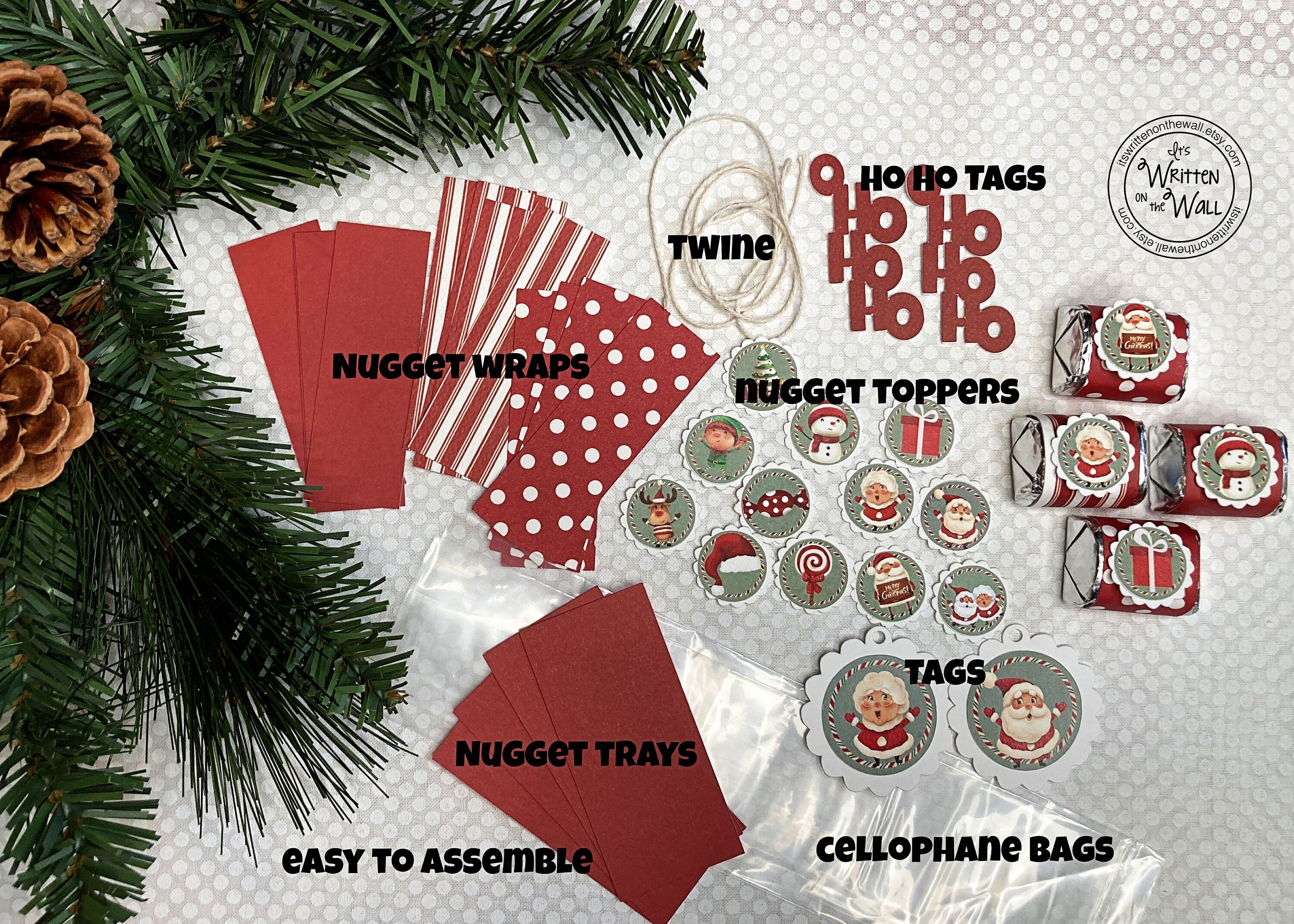 Kit Christmas Santa Candy Nugget Wrappers, Party Favors, Table Decor ...