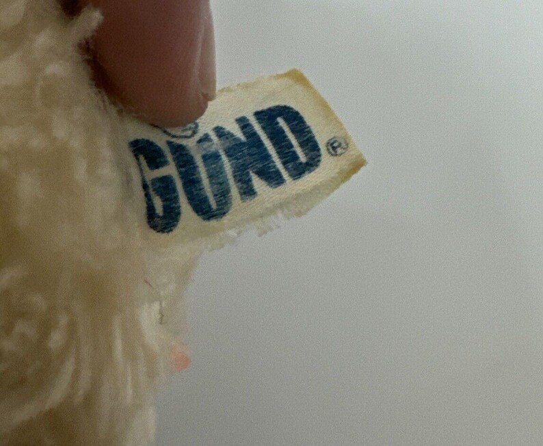 Vintage Gund 1982 Plush White Dog Tan Ears Small 4.5 Tall 6 Wide Soft ...