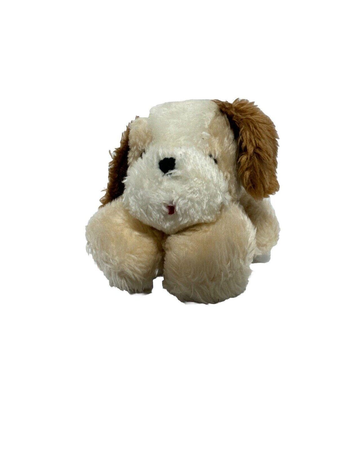 Vintage Gund 1982 Plush White Dog Tan Ears Small 4.5 Tall 6 Wide Soft ...