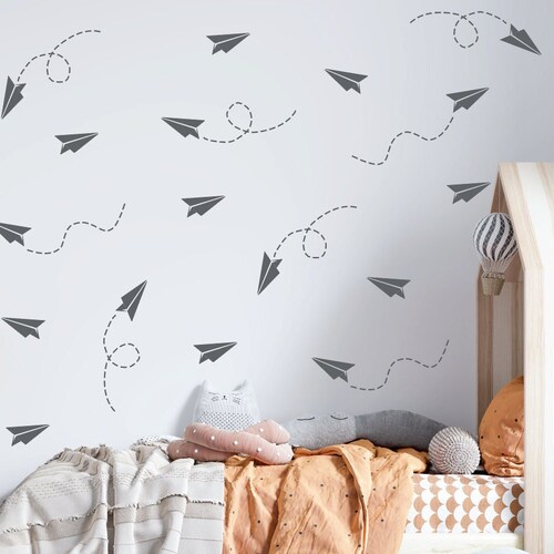 Paper Airplane Wall Decal Travel Decal for Nursery Airplane - Etsy