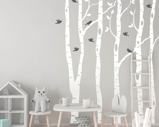 Birch Tree Wall Decal, Woodland Nursery Wall Decor, Tree Decal Nursery ...