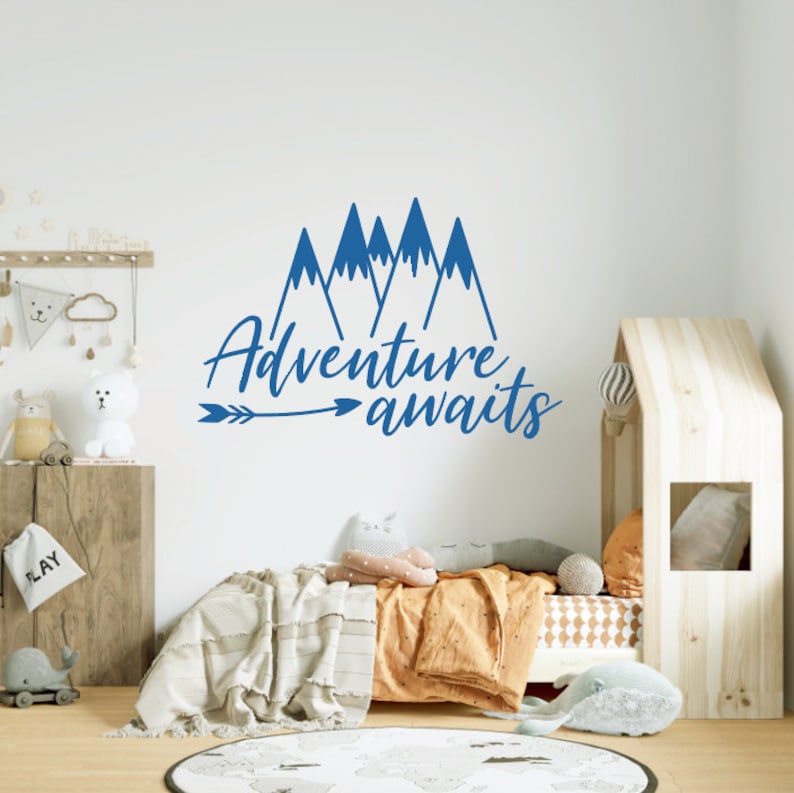 Mountain Wall Decal Adventure Awaits Wall Decor Mountain - Etsy