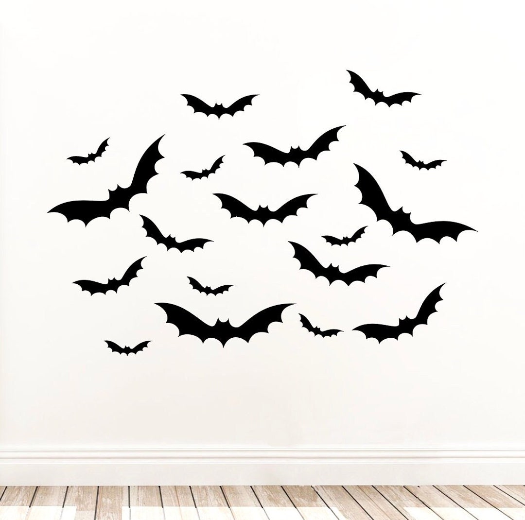 Bats Wall Decals Halloween, Professional Holiday Office Decor, Large ...