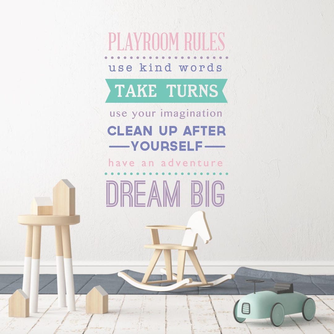 Playroom Rules Vinyl Wall Decal, Kids Playroom Decor Art Sticker ...