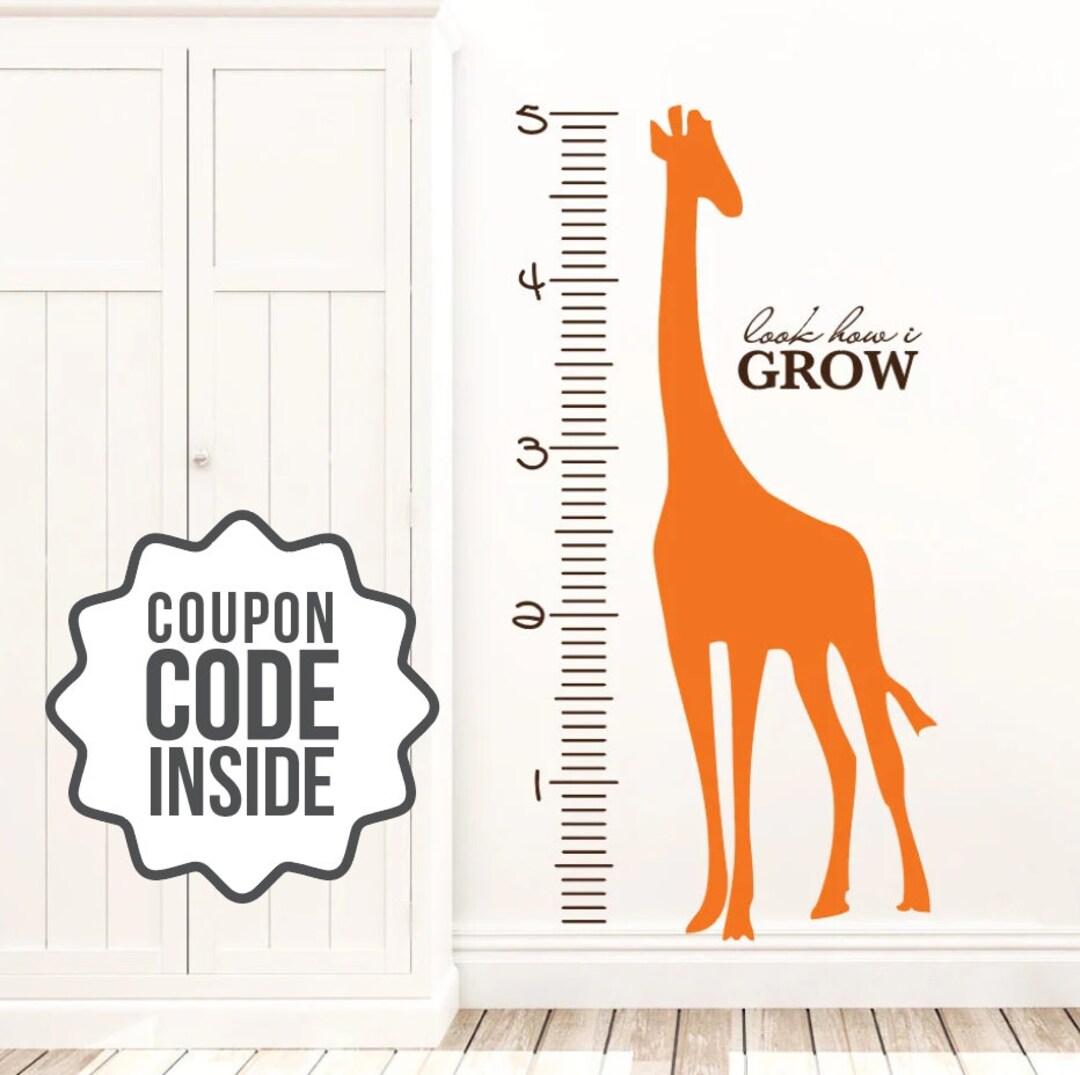 Giraffe Growth Chart for Kids, Giraffe Wall Sticker, Ruler Growth Chart ...
