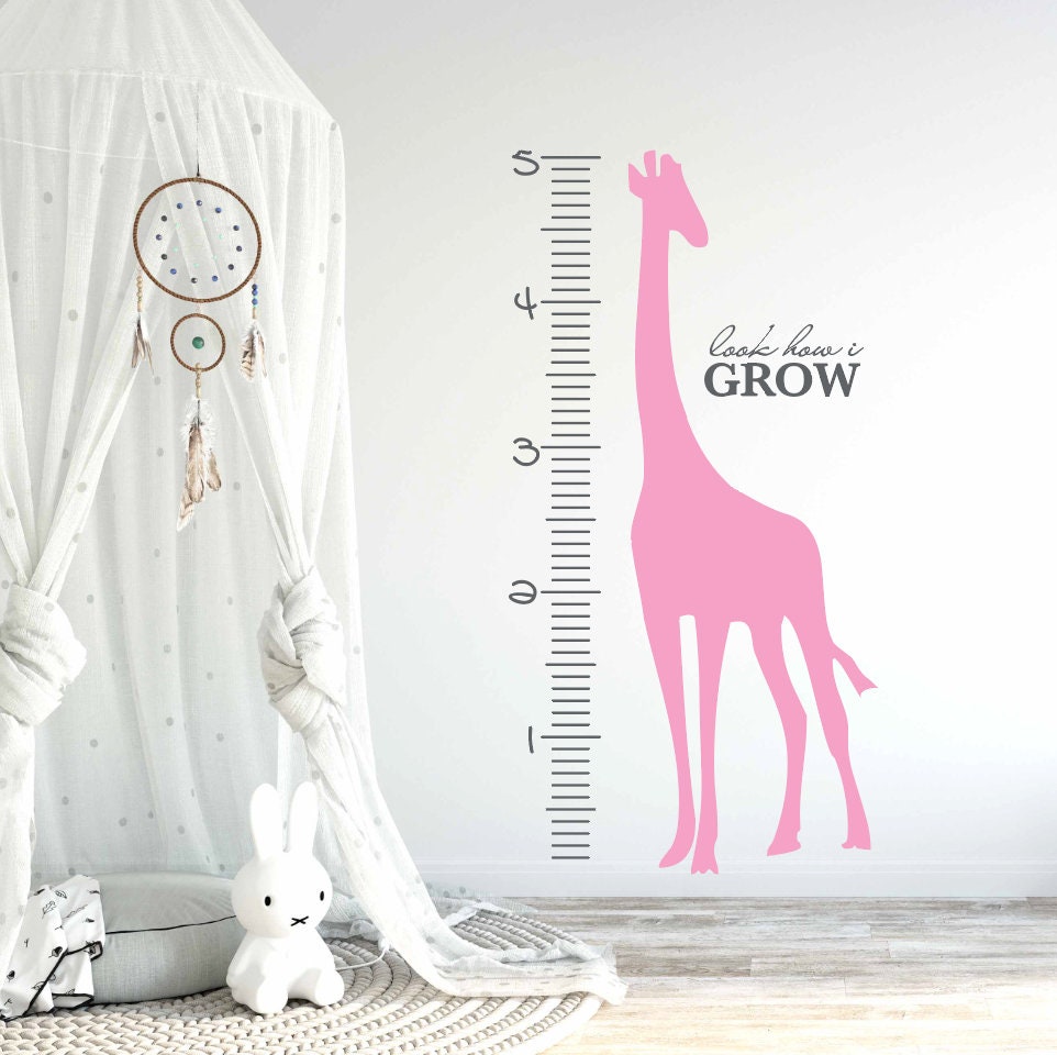 Giraffe Growth Chart for Kids, Giraffe Wall Sticker, Ruler Growth Chart ...