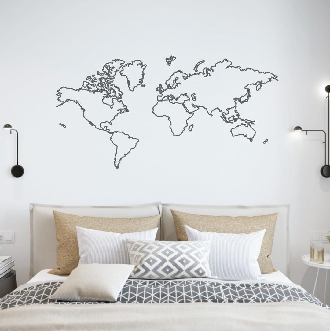 World Map Outline Wall Decal, Perfect for World Traveler Who Want to ...