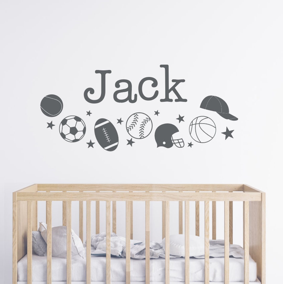 Personalized Sports Themed Decals, Custom Varsity Name Wall Sign ...