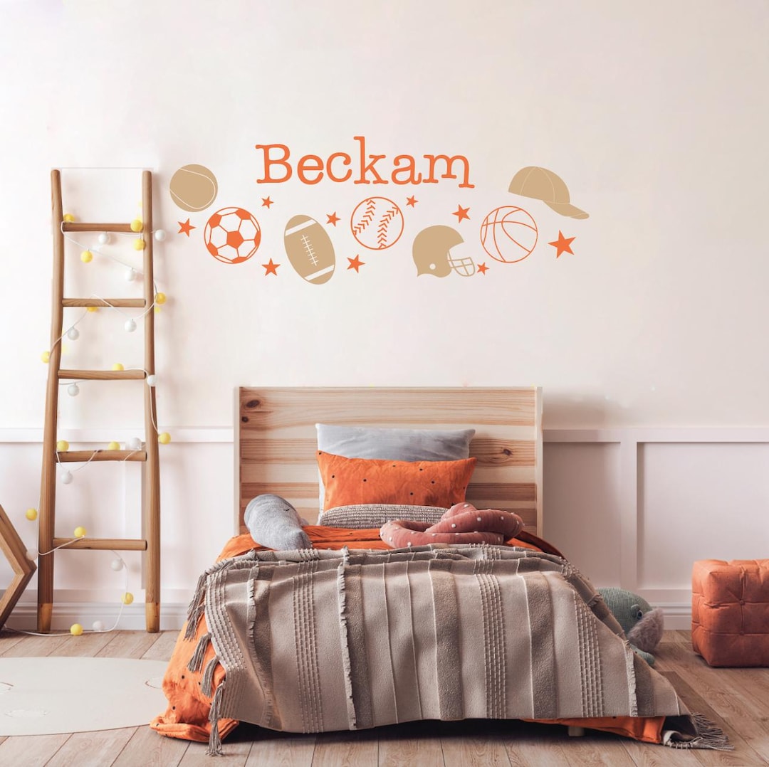 Personalized Sports Themed Decals, Custom Varsity Name Wall Sign ...