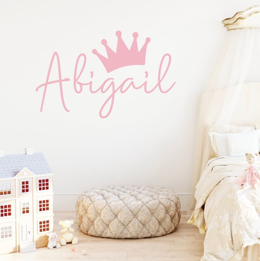 Personalized Girl Name Sticker Princess and Crown Bedroom - Etsy