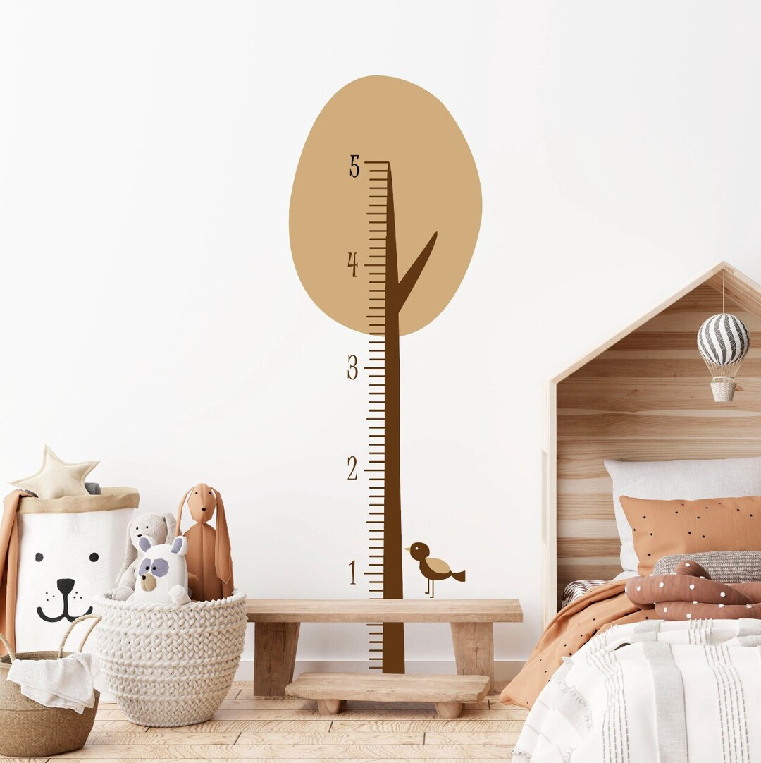 Children's Growth Chart Wall Sticker, Kids Height Measuring Sign Inches ...