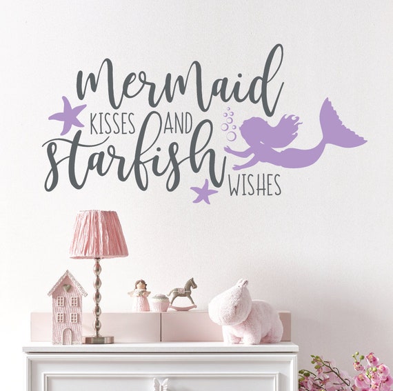 Mermaid Wall Decal for Girls Room Mermaid Nursery Decor - Etsy