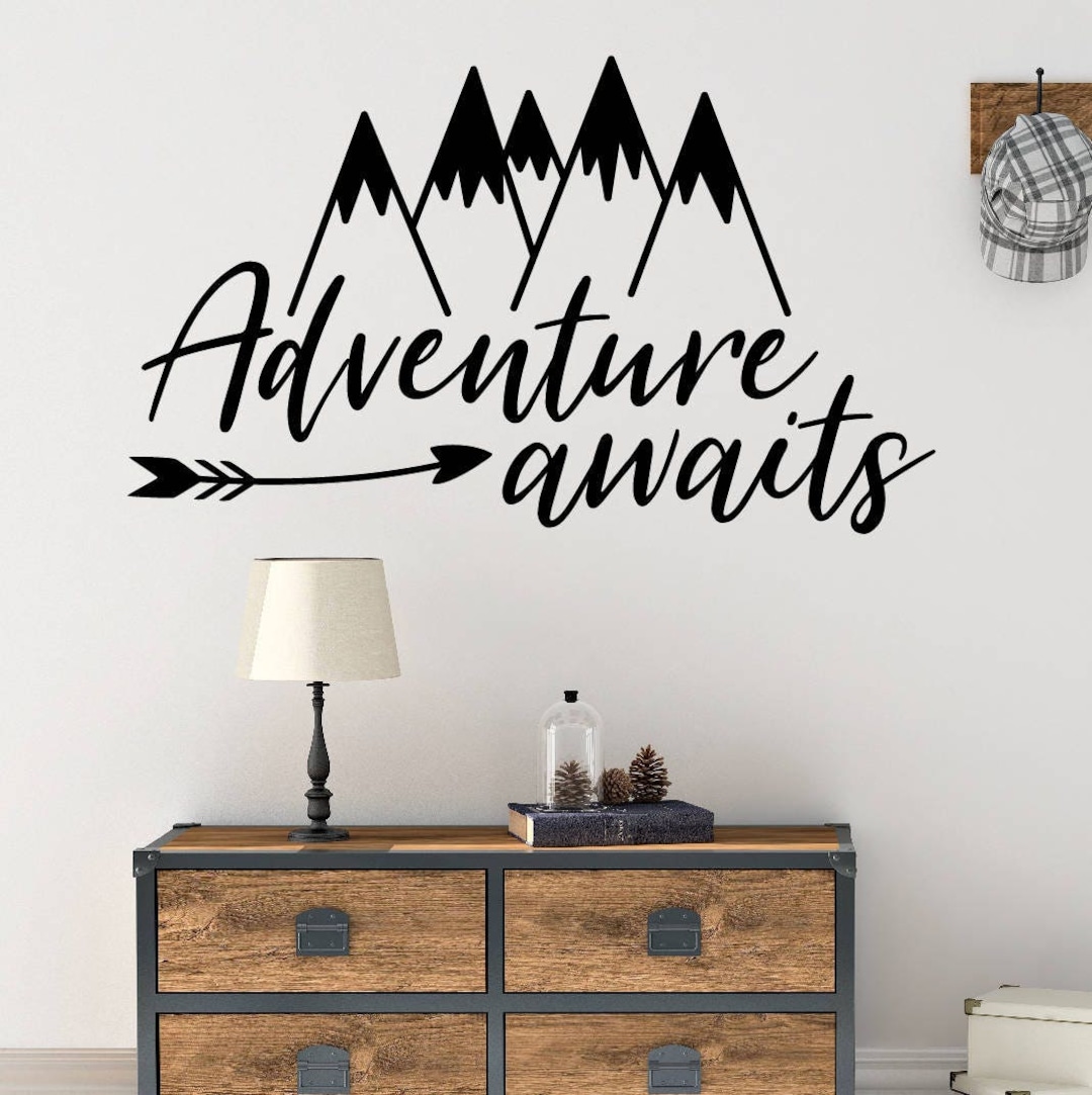 Mountain Wall Decal, Adventure Awaits Wall Decor, Mountain Sticker ...