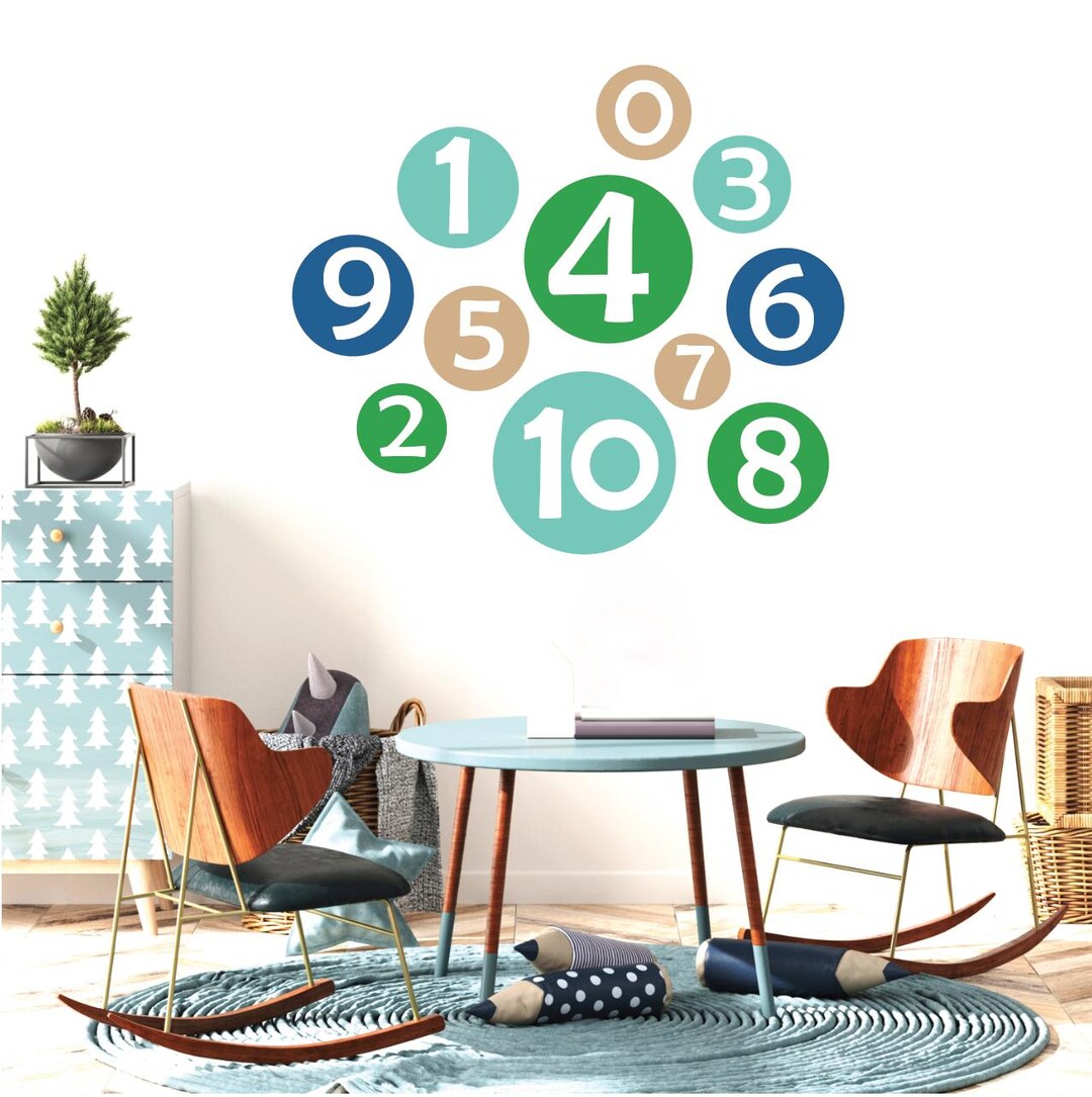 Numbers Wall Vinyl Decals, Children's Counting Circles Decor, Learn to ...